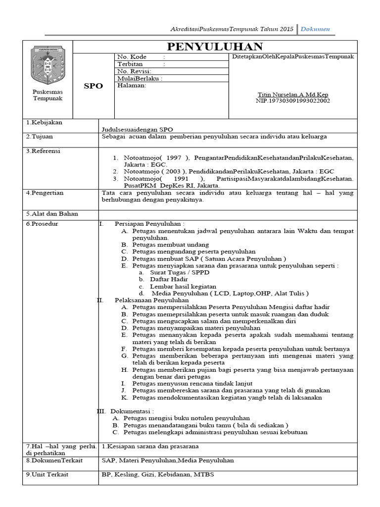 SOP Penyuluhan | PDF | Karier & Perkembangan