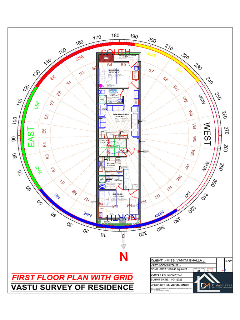 2.layout Plan With Grid at Vanita Bhalla Ji-1 | PDF