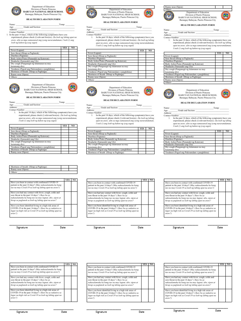 Health Declaration Form | PDF
