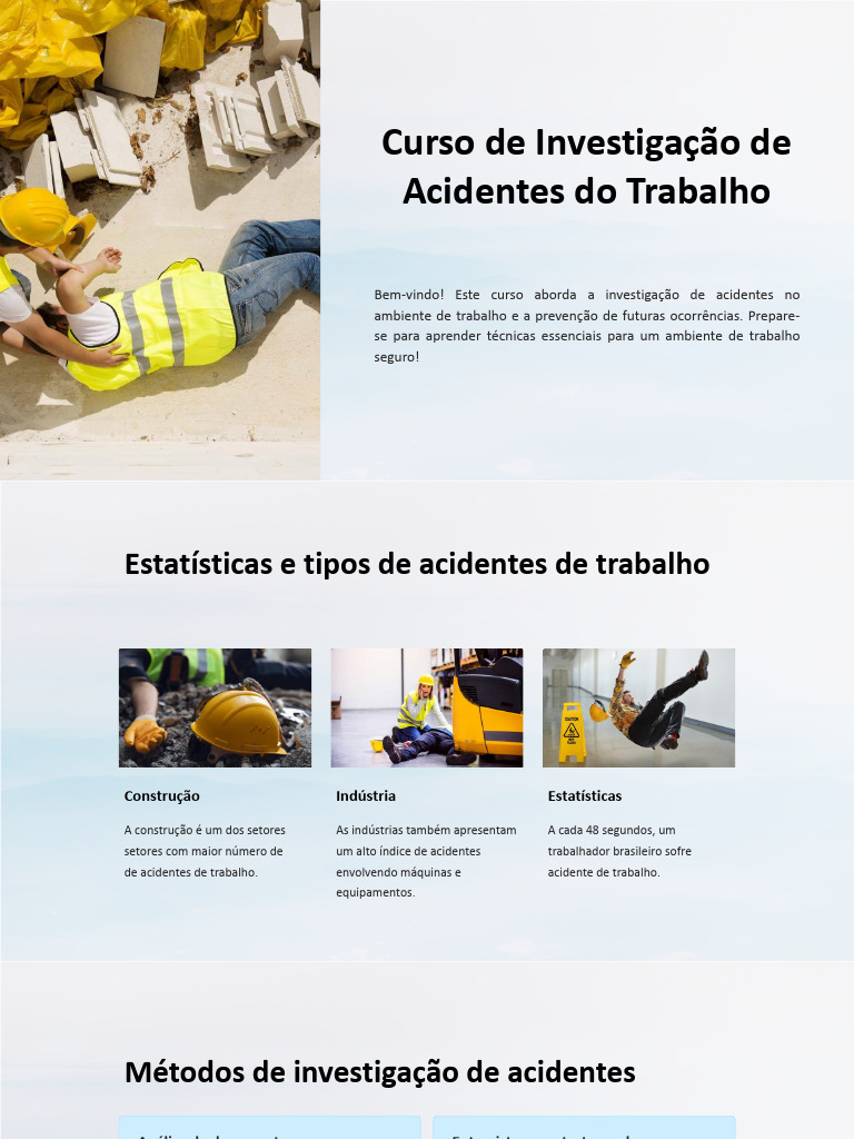 Curso de Investigacao de Acidentes Do Trabalho | PDF | Estatísticas Curso de Investigacao de Acidentes Do Trabalho | PDF | Estatísticas