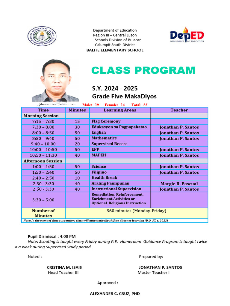 Class Program Jonathan Sy 2022 2023 | PDF