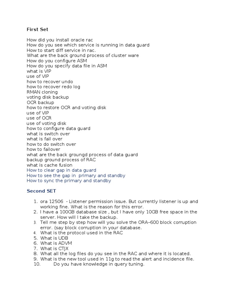 Interview Faqs Pdf Oracle Database Backup
