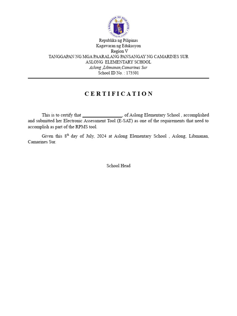 E-Sat Certification | PDF