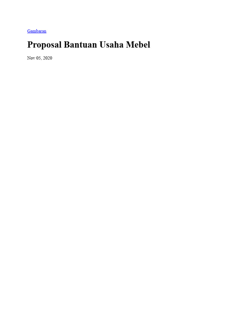 Proposal Bantuan Usaha Mebel 2020 | PDF