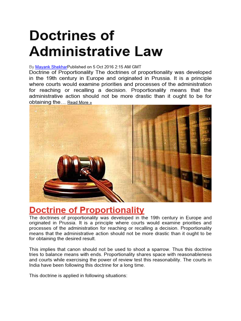 Doctrines of Administrative Law | PDF | Governance | Public Law
