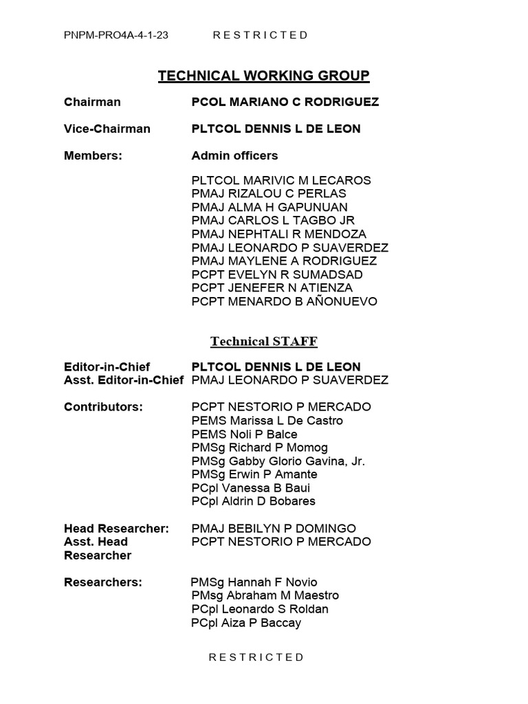 Technical-Working-Group 2023 | PDF