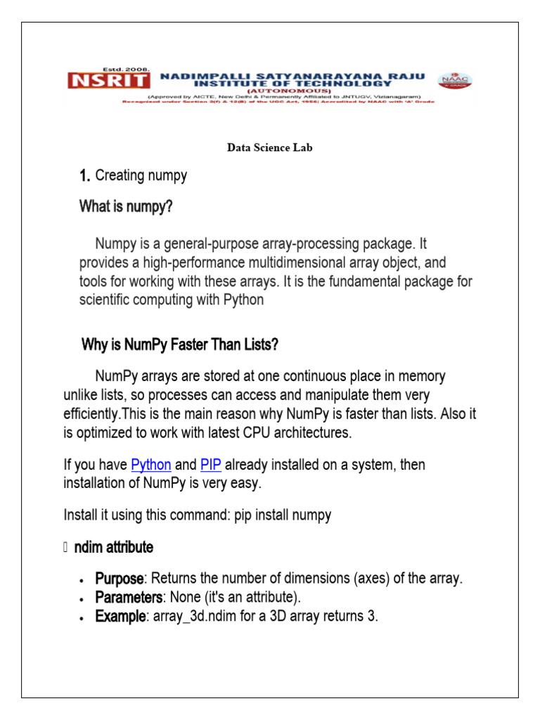 Data Science Lab | PDF | Computing | Algorithms Data Science Lab | PDF | Computing | Algorithms
