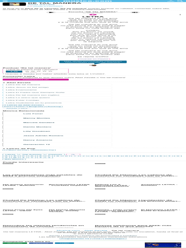De Tal Manera LETRA - Abel Zavala | PDF