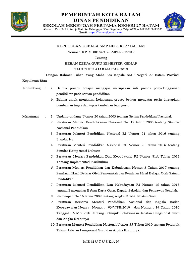 SK Tugas Semester Genap TP 2018-2019 | PDF | Karier & Perkembangan