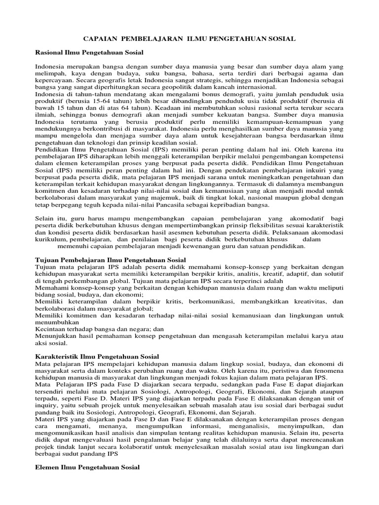 Capai Pembelajaran (CP) IPS Kelas 8 | PDF