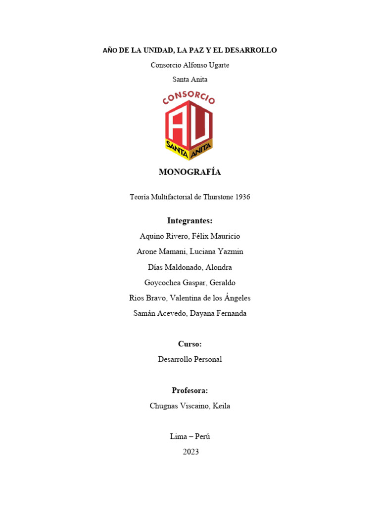 Teoría de Thurstone - Monografía | PDF | Inteligencia | Cognición