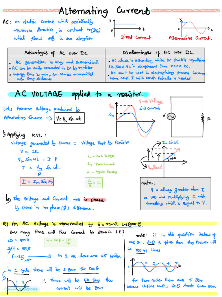 AC Notes | PDF | Alternating Current | Direct Current