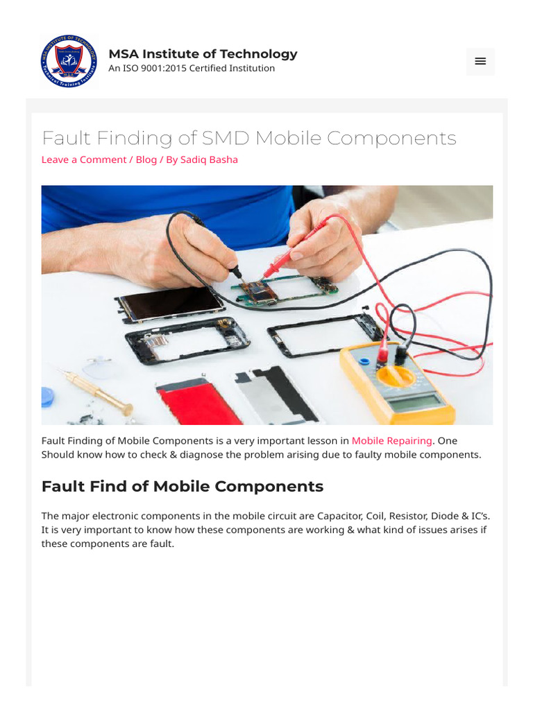 Fault Finding of Mobile Components - Learn Free - 1716555192782 | PDF ...
