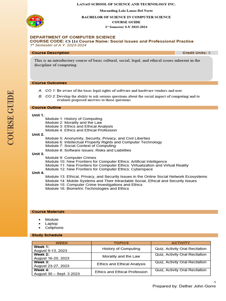 CS 114-Social Issues and Professional Practice | PDF | Privacy | Computing
