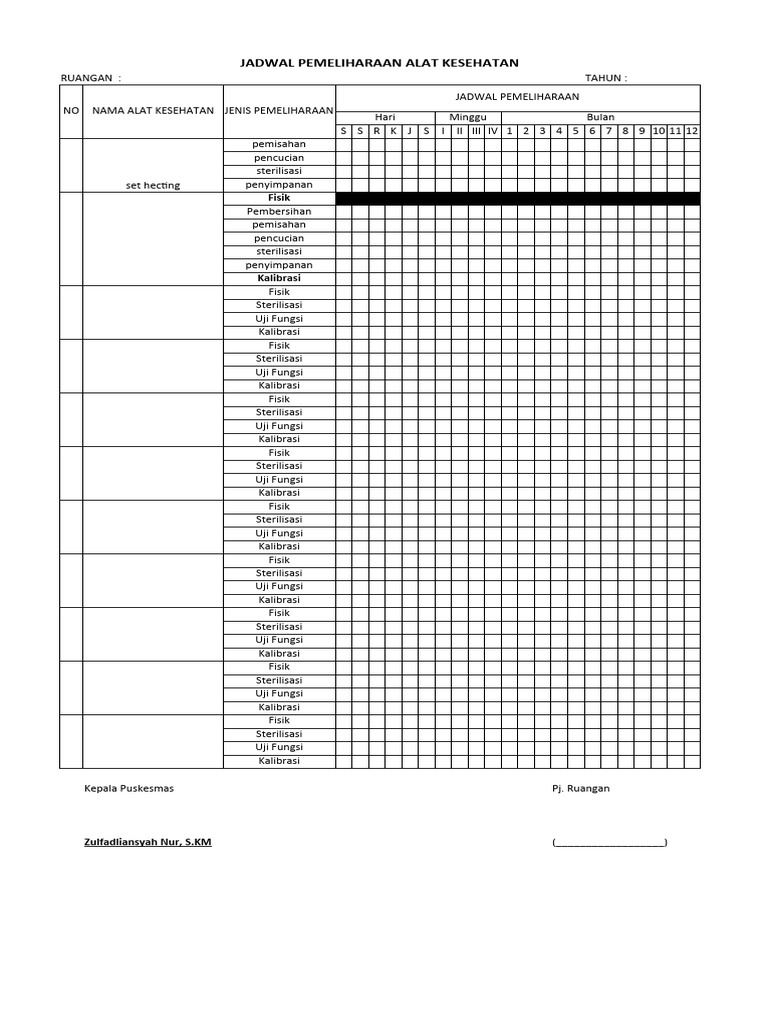 2 1 4 1 Jadwal Pemeliharaan Alat Kesehatan Pdf