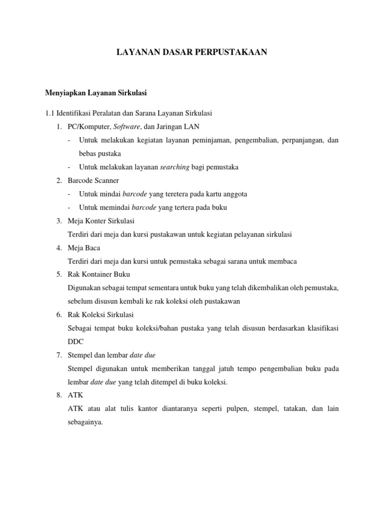 Layanan Sirkulasi Perpustakaan MTsN 1 | PDF