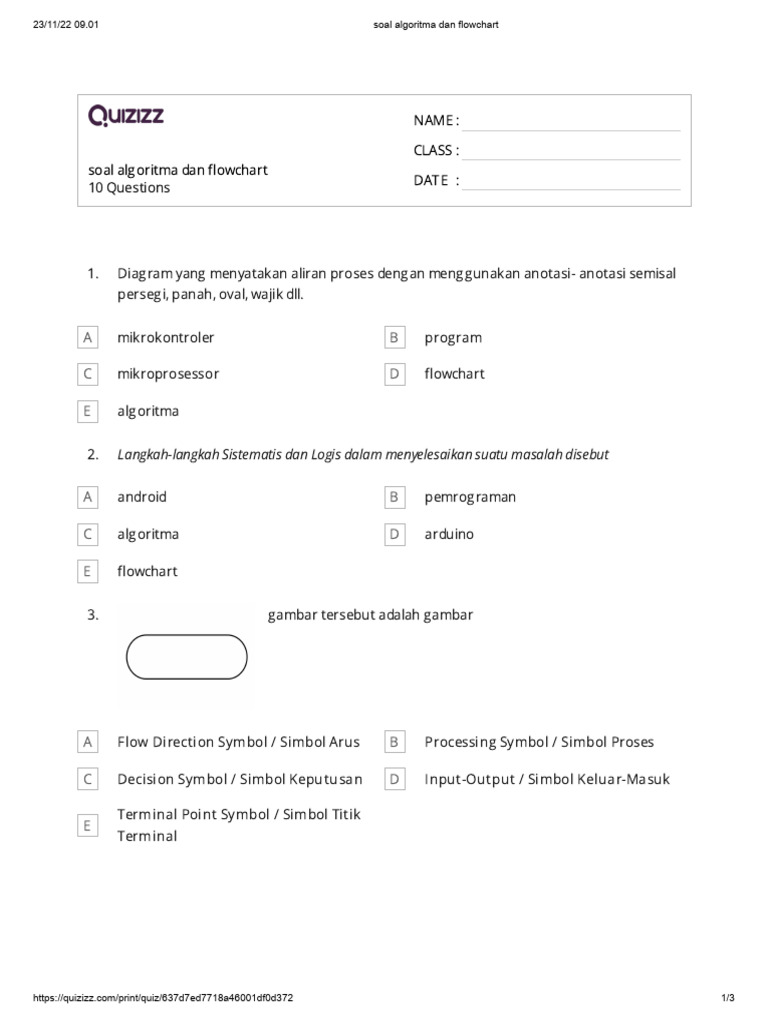 Soal Algoritma Dan Flowchart Pdf