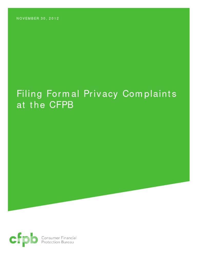 CFPB Guide For Filing Formal Privacy Complaints | PDF | Complaint ...