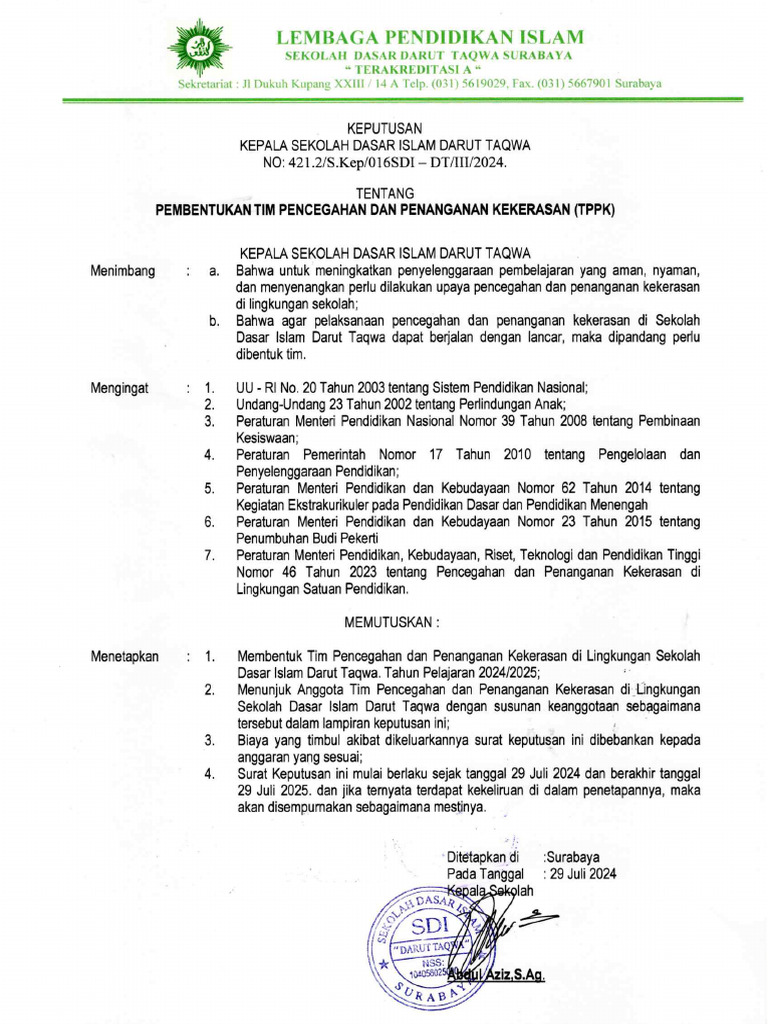 SK TPPK Tahun 2024 | PDF