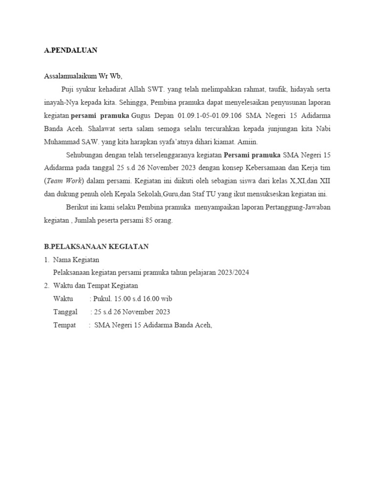 Laporan Persami 2023 | PDF