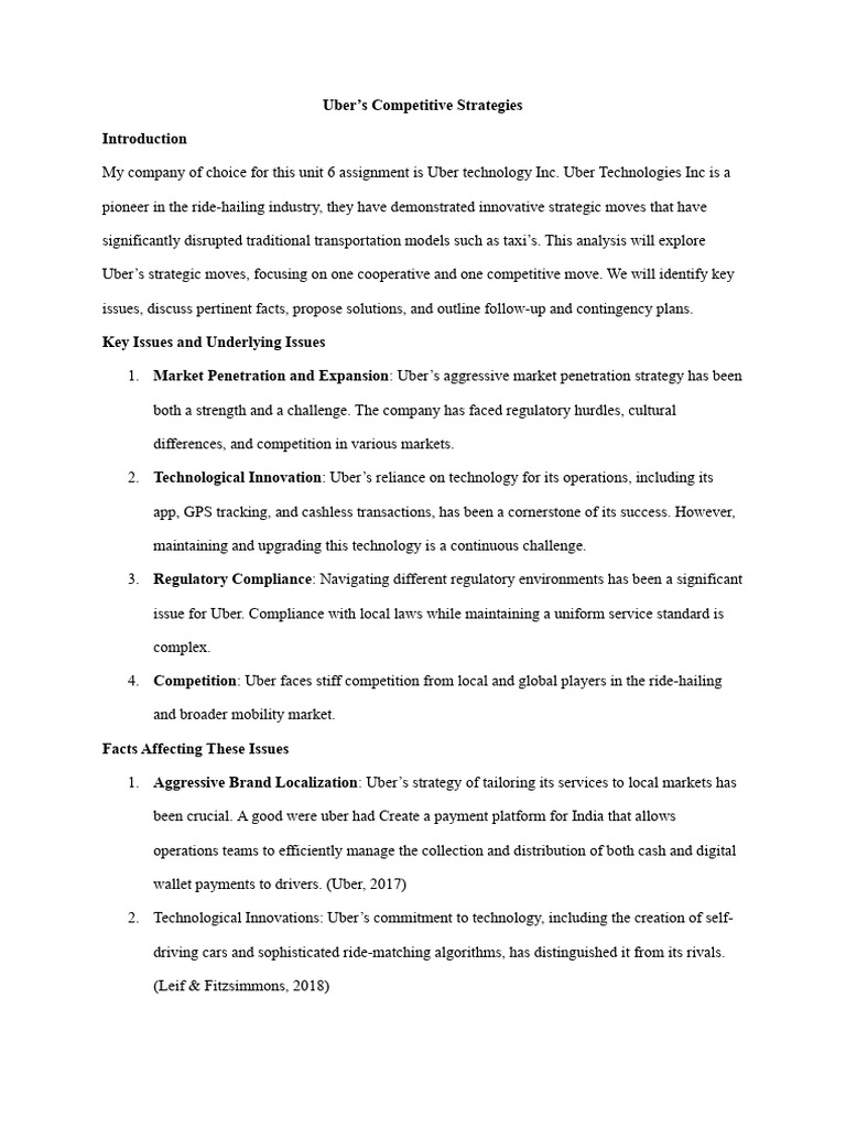Uber Competitive Strategies | PDF | Toyota | Strategic Management