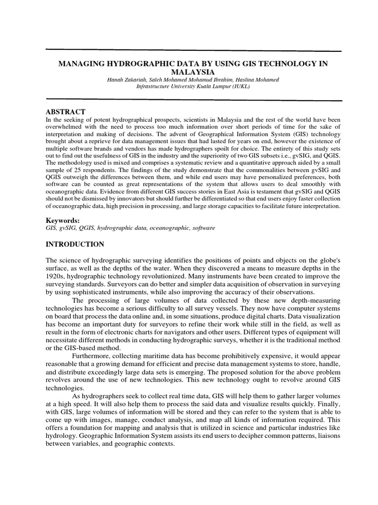 Managing Hydrographic Data by Using Gis Technology in Malaysia | PDF | Geographic Information ...