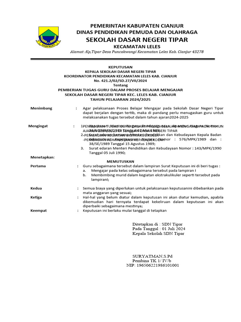 SKBM SDN Tipar 2024-2025 | PDF