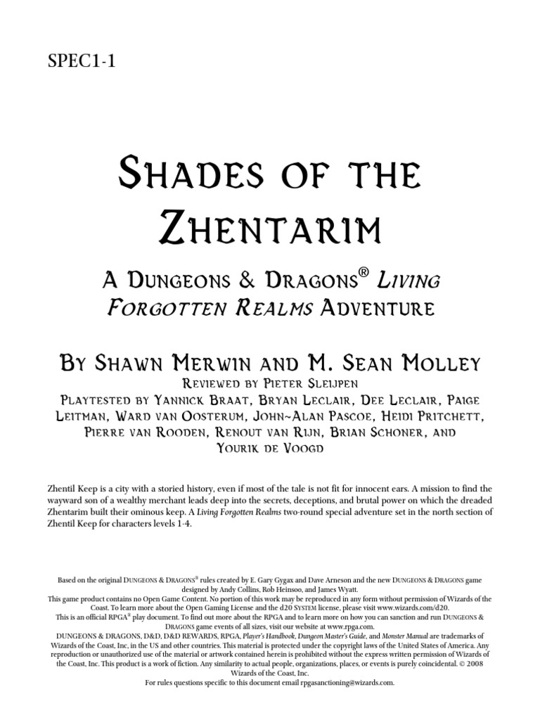 SPEC1-1 Shades of The Zhentarim v1.2 | PDF | Dungeons & Dragons ...