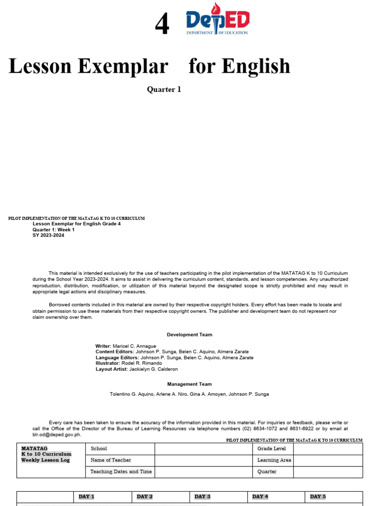 LE English4 Week1 v.2 FINAL | PDF | Reading Comprehension | Learning