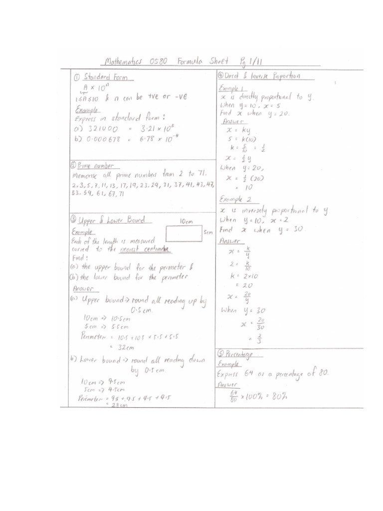 1 - Formula Sheet Handwritten | PDF