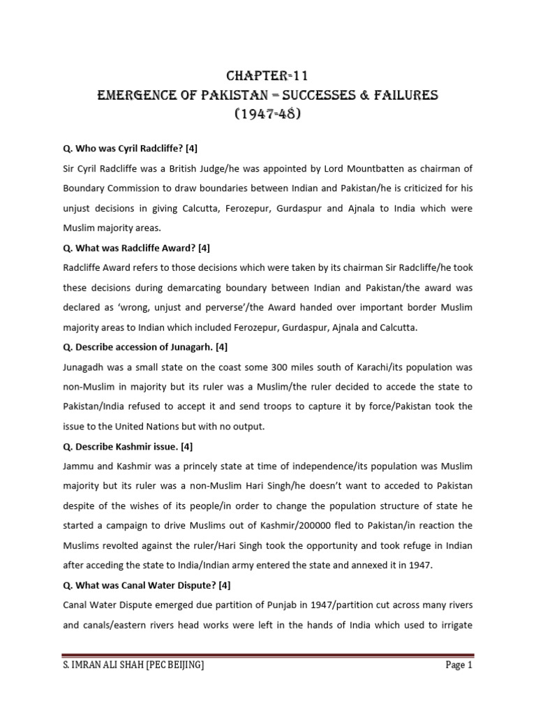 Chapter 11 Initial Problems and Difficulties | PDF | Pakistan | Partition Of India