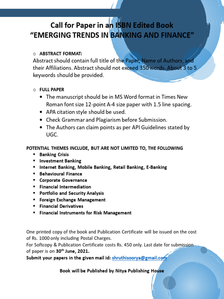 Call for Papers: Banking and Finance Trends | PDF | Law