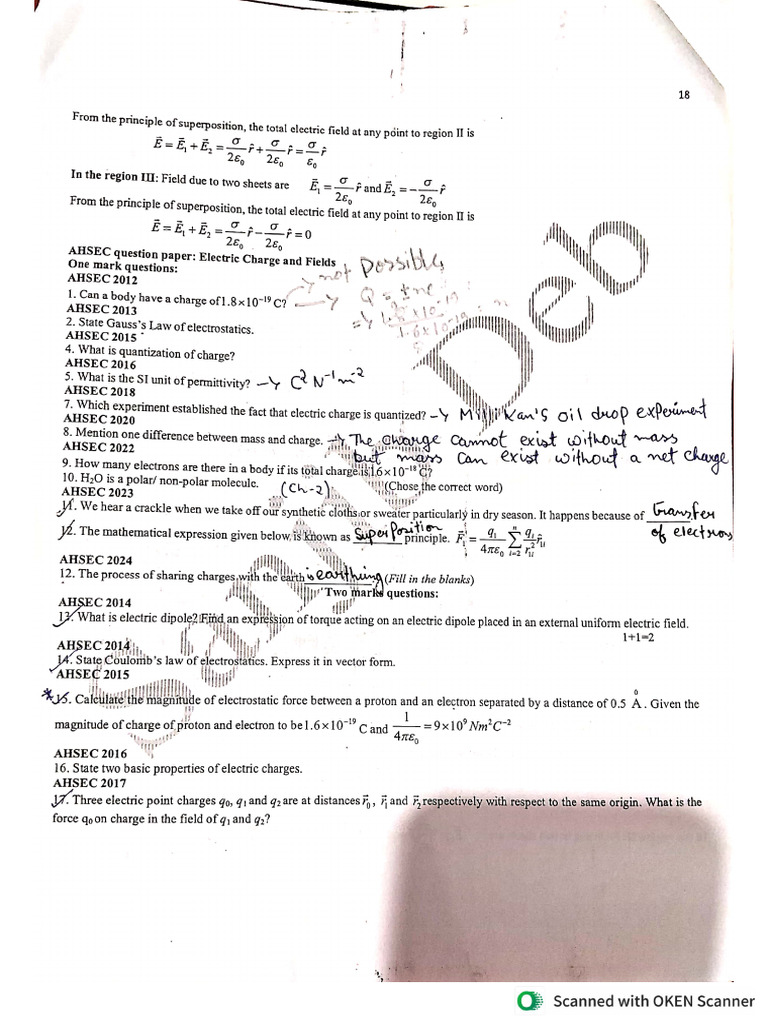 Electric Charges PYQ | PDF