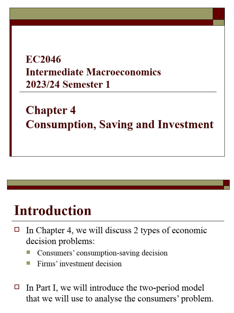 Chapter 4 Part I - Consumption and Saving | PDF | Consumption ...