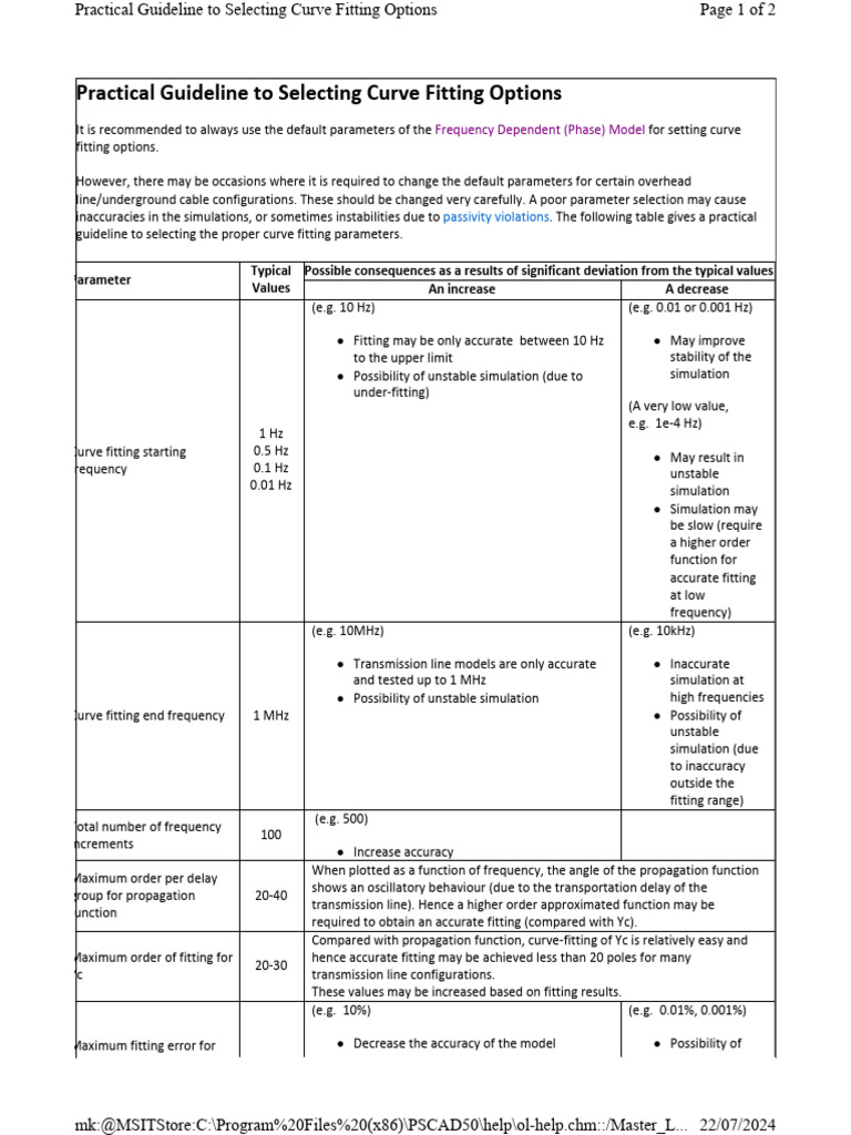 Curve Fitting - Practical Guideline - PSCAD | PDF | Electric Power Transmission | Simulation