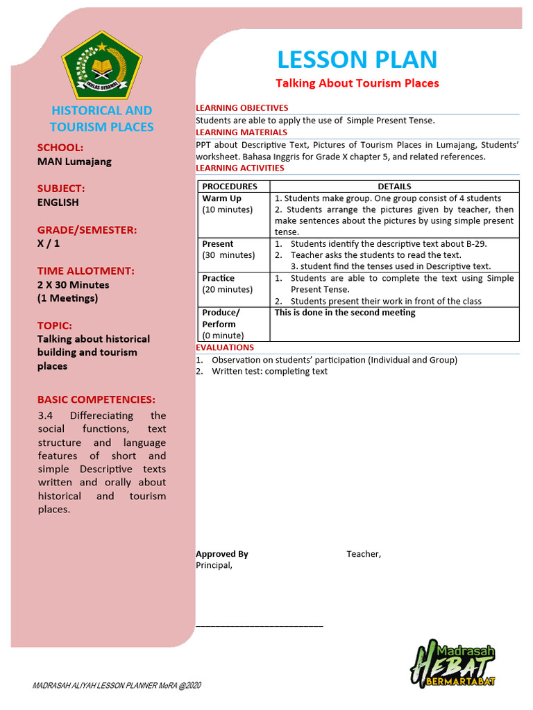 Lesson Plan of Descriptive Text | PDF | Lesson Plan | Behavior Modification