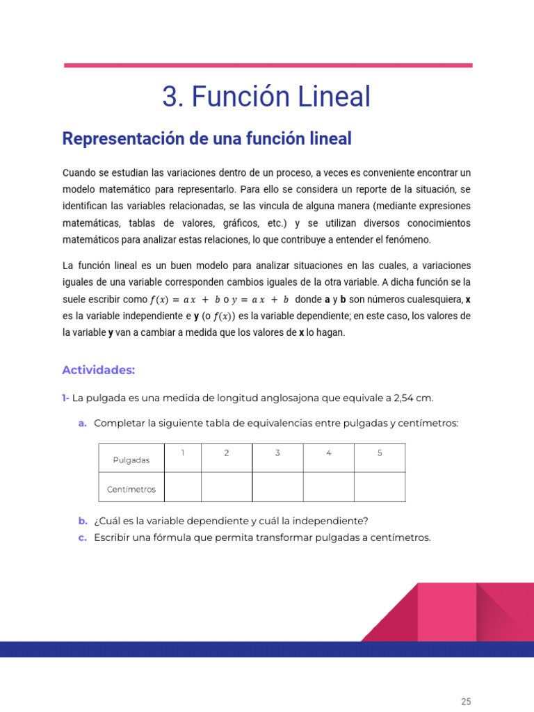 Función Lineal: Análisis y Ejemplos | PDF | Función (Matemáticas ...