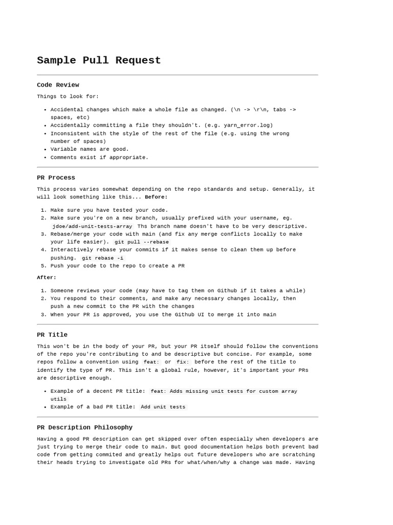 Sample Pull Request | PDF | Public Relations | Software Development