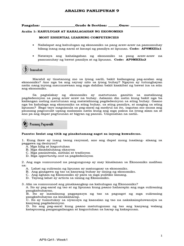 9 AP Qtr.1 WEEK 1 LONG Printing | PDF