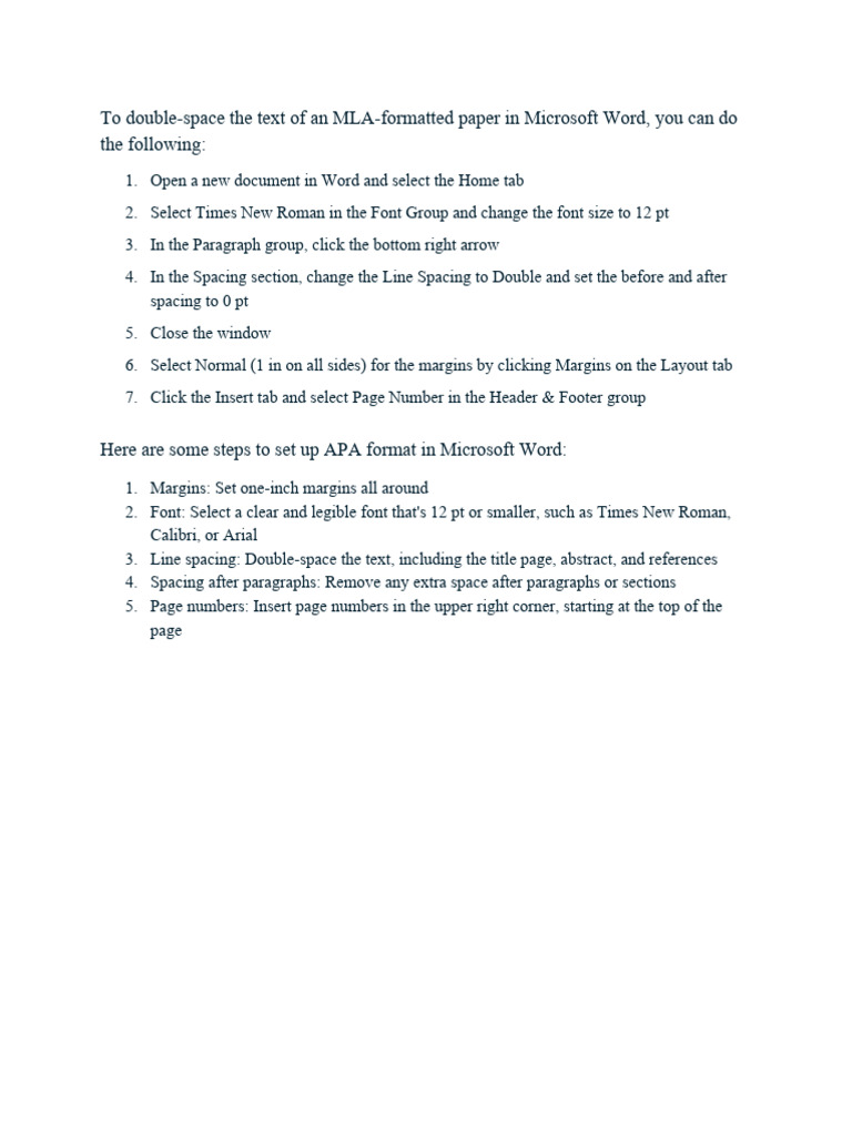 To Double-Space The Text of An MLA-formatted Paper in Microsoft Word ...