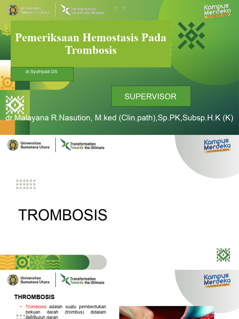Pemeriksaan Hemostasis Pada Trombosis | PDF