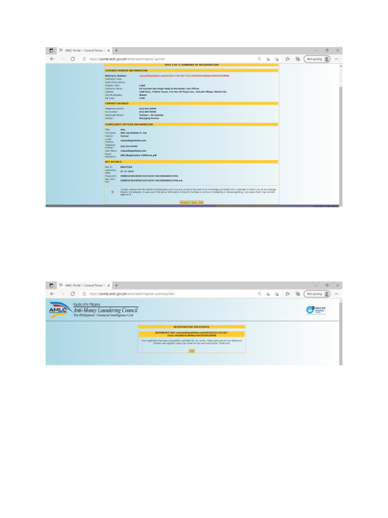 Summary of AMLC Registration | PDF