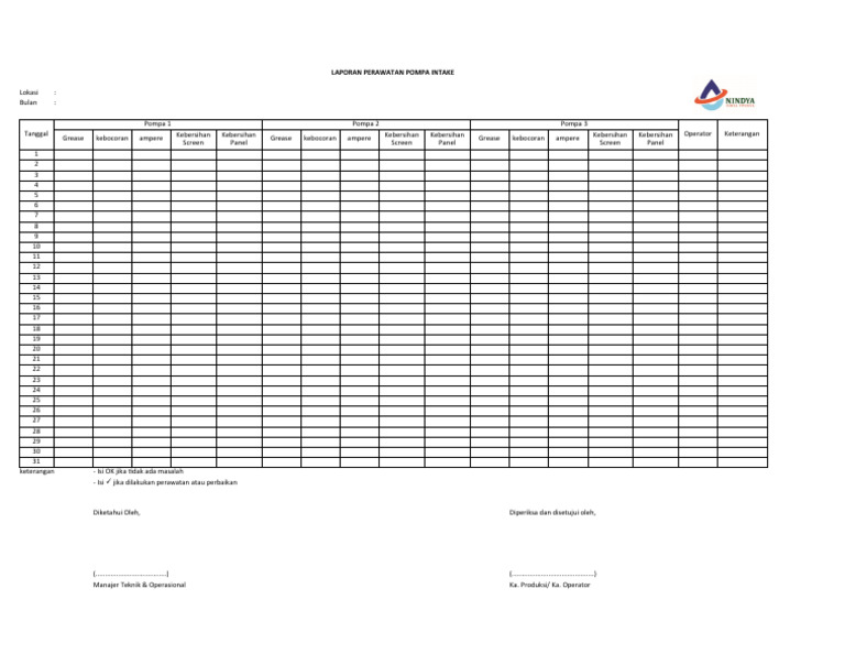 Laporan Perawatan Pompa Intake | PDF