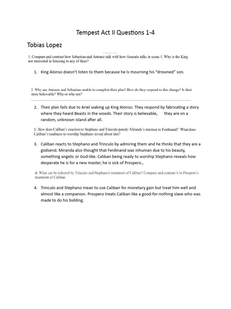 Tempest Act II Questions | PDF