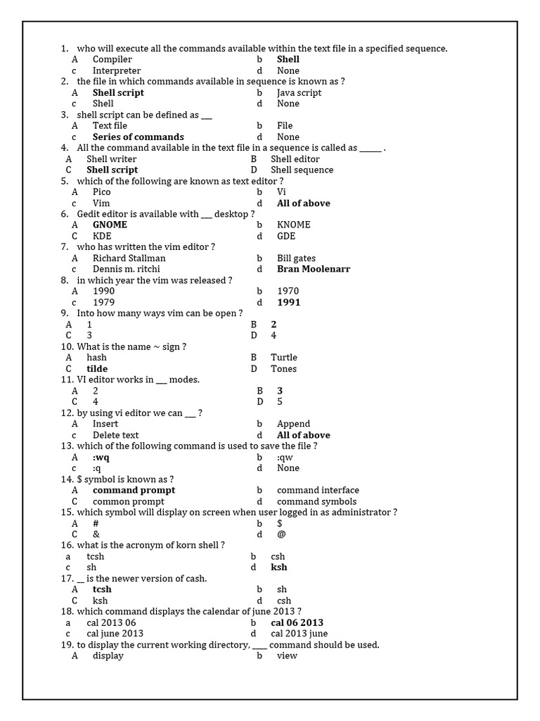Comp 11h EC UNIT TEST 2-Ans | PDF | Unix Software | Software