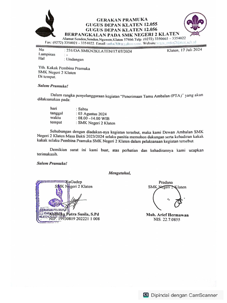 Undangan Acara PTA 2024 | PDF