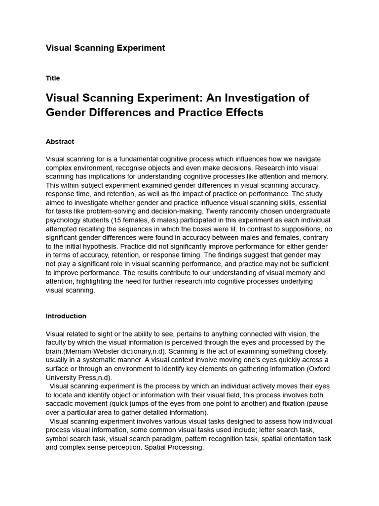 Visual Scanning Experiment | PDF | Attention | Experiment