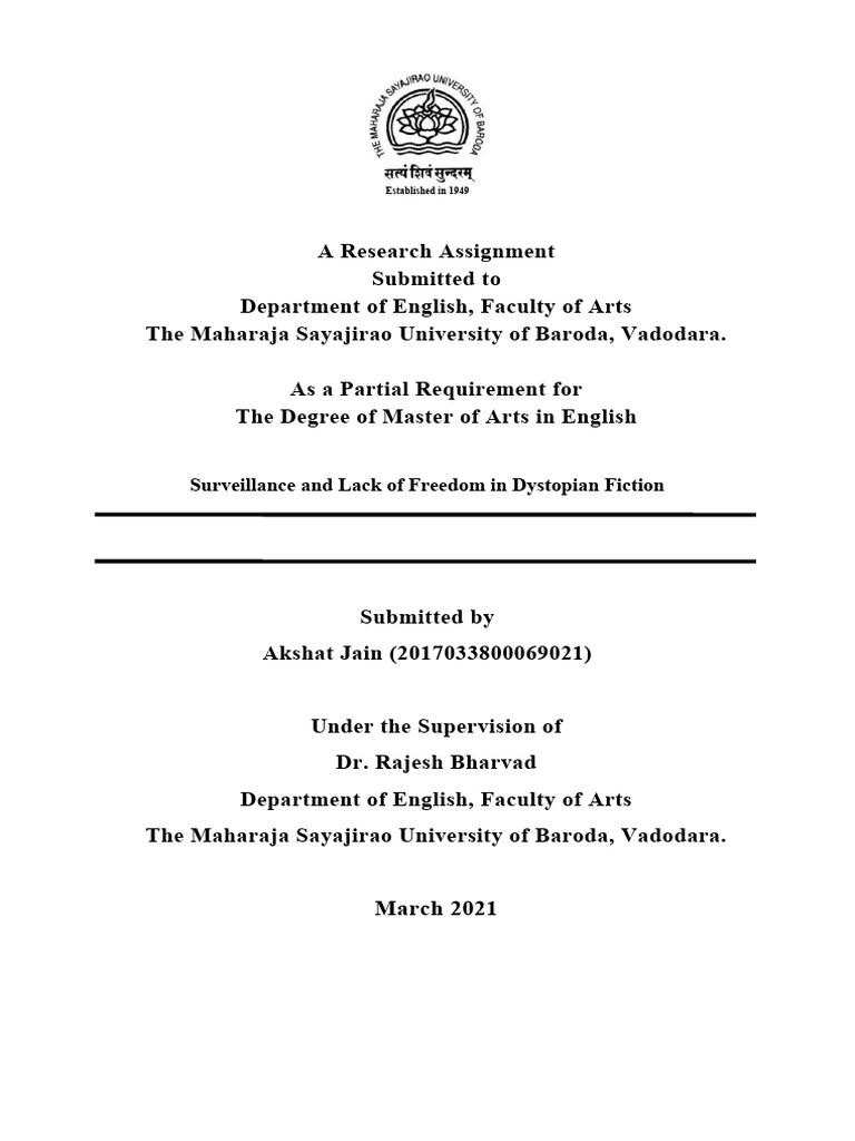 Research Project Akshat Jain FSMA | PDF | Dystopia | Utopian And ...