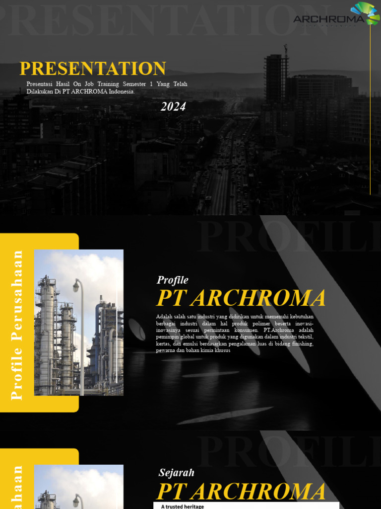 Tugas Presentasi Ojt PT Archroma 2024 Sems-1 | PDF