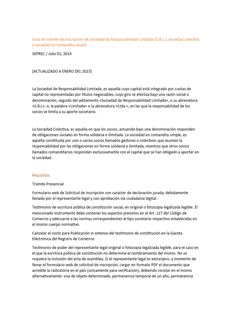 SRL Requisitos | PDF